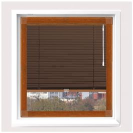 Coffee Perfect Fit Venetian Blind With Golden Oak Frame
