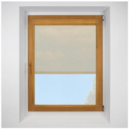 Voile Sandshell Perfect Fit Chain Operated Roller Blind with Golden Oak ...