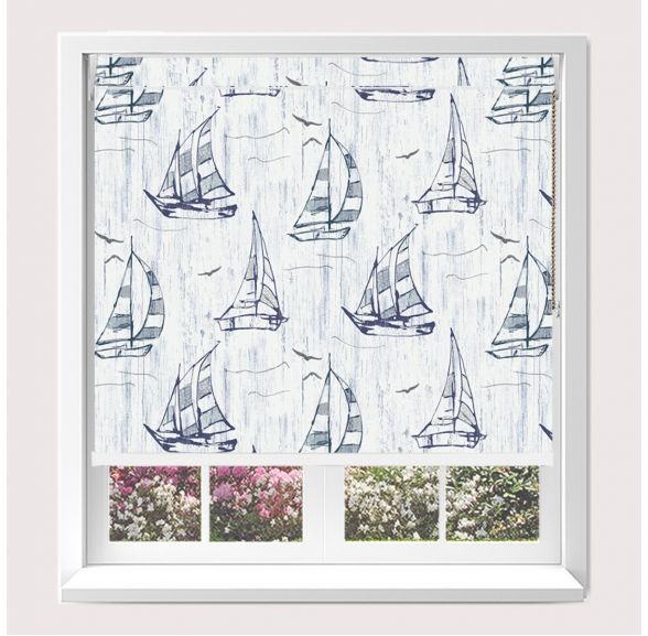 Open Cassette 70 Sailboat Blackout Blue Roller Blind