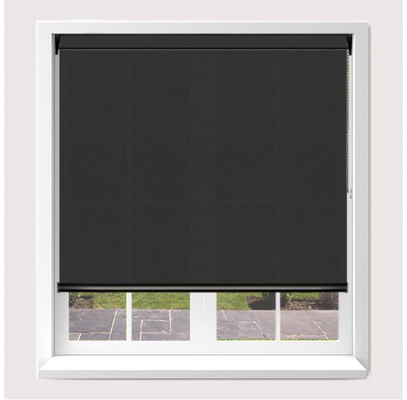 Open Cassette 40mm Atlantex Black Roller Blind With Black Cassette
