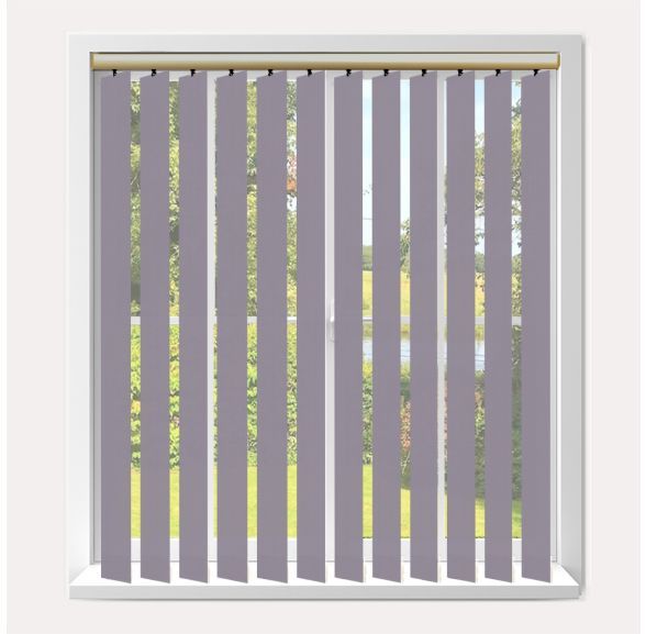Vogue Splash Sloe Vertical Blind With Champagne Gold Headrail